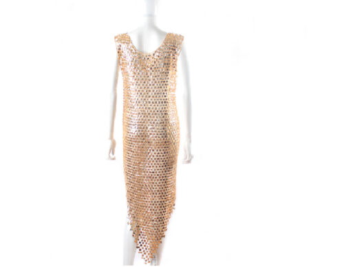 Paco Rabanne Style Gold Chain Mail Dress Quadrilobe Futuristic Disc ...