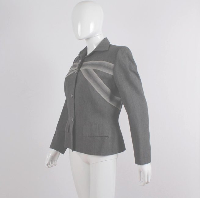 1940s Gilbert Adrian Gray Gradient Stripes Wool Suit Jacket - Einna Sirrod